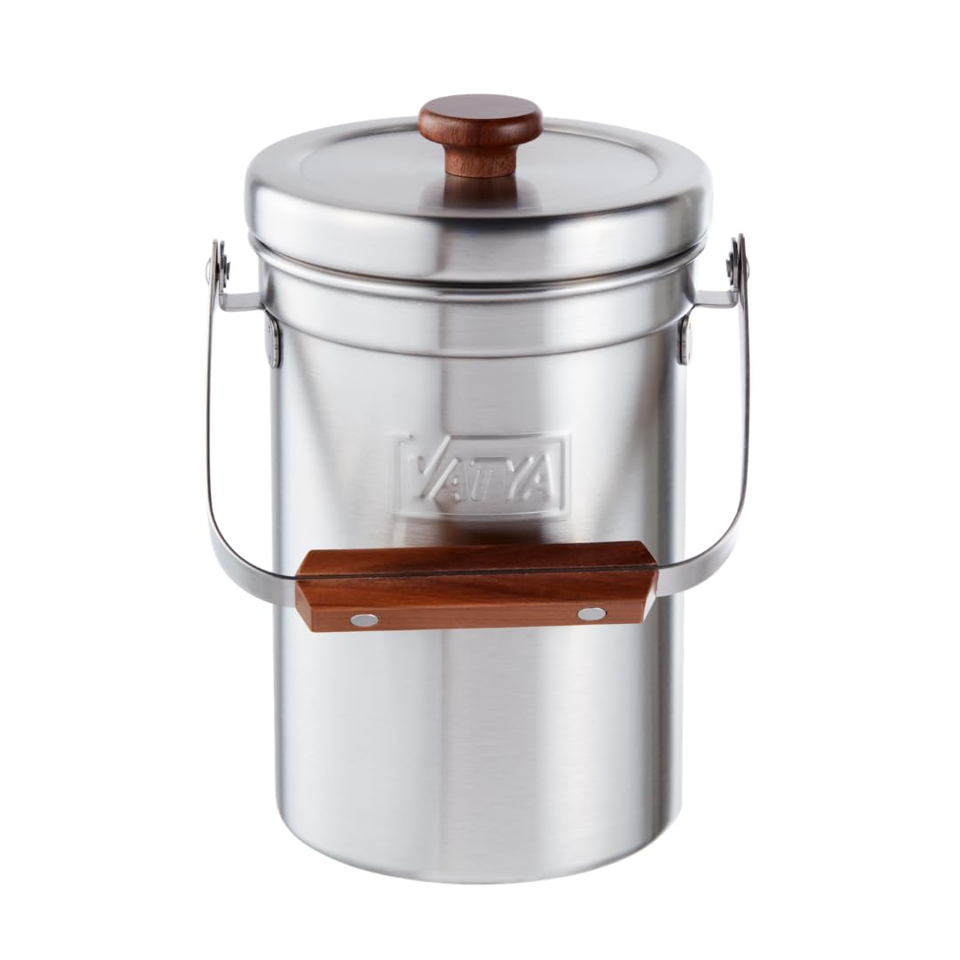 Vatya Stainless Steel Kitchen Compost Bin - NO Filter Countertop Composter, Composting Bucket, Counter Top Small Indoor Food Waste Container with Lid, Odorless Food Scrap Pail, Large 0.8 Gallon