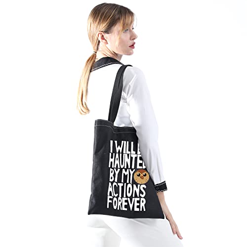 The Owl House Inspired Hooty Tote Bag I Will Be Haunted By My Actions Forever The Owl House Hooty Fan Gift (Black)