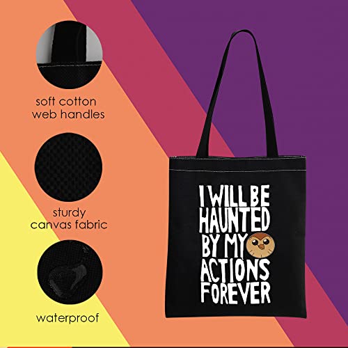 The Owl House Inspired Hooty Tote Bag I Will Be Haunted By My Actions Forever The Owl House Hooty Fan Gift (Black)