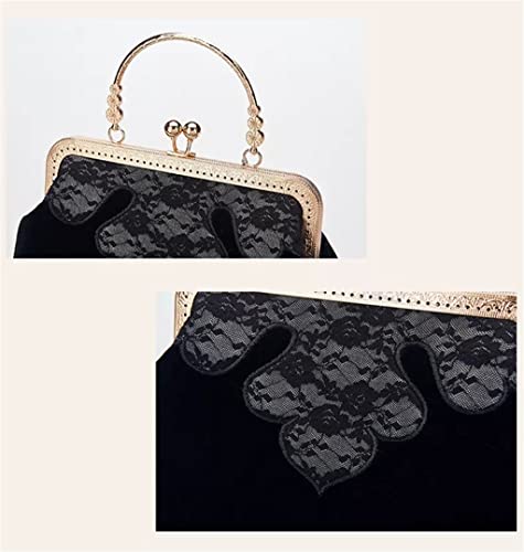ZLXDP Women's Handbag Velvet Embroidery Handbag Women's Retro Side Sling Bag (Color : E, Size : 1)