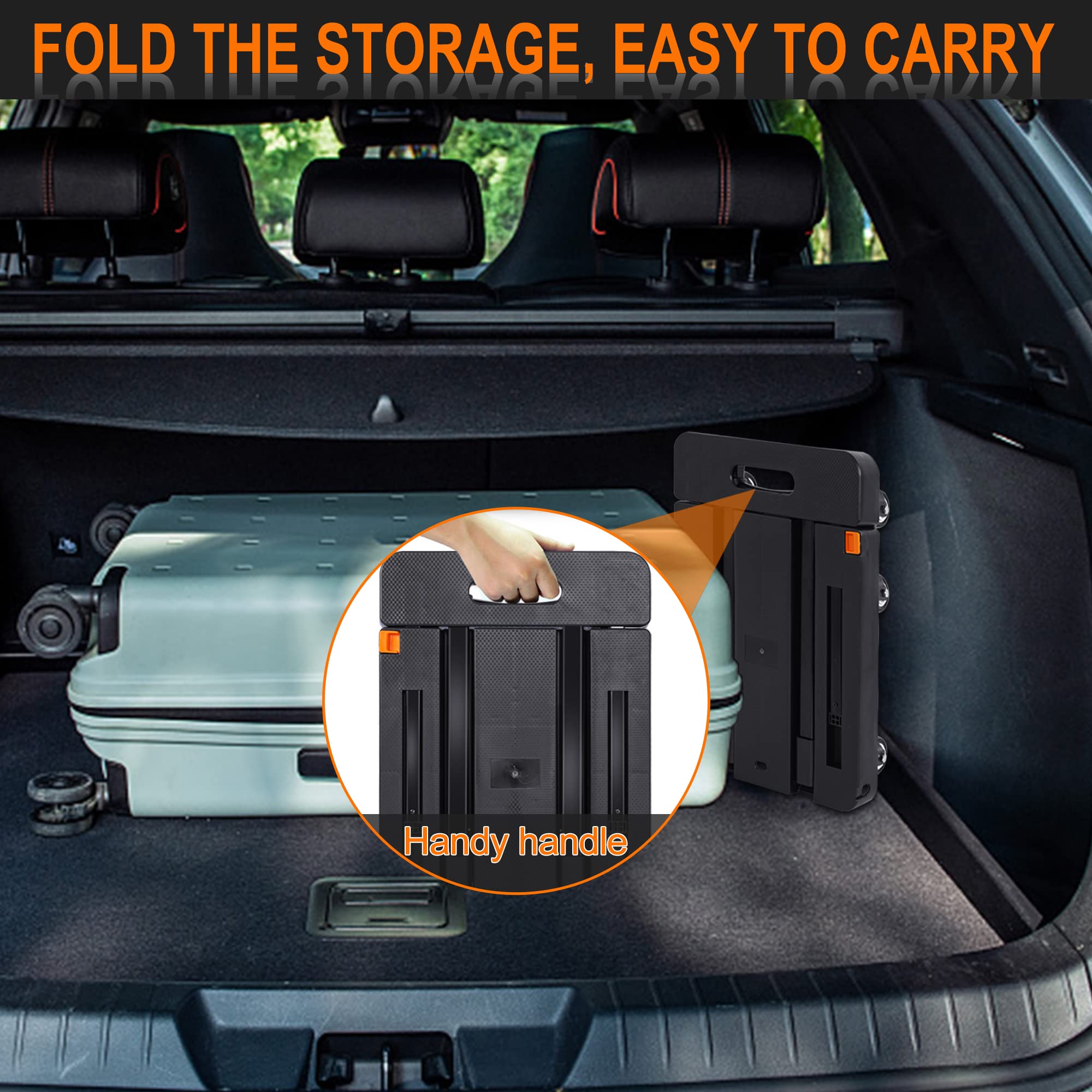 ITHWIU 500 LB Heavy Duty Folding Hand Truck with 6 Wheels Solid Construction Compact and Utility Luggage Cart for Luggage/Personal/Shopping/Auto/Moving & Office Use β Stretchable, Black