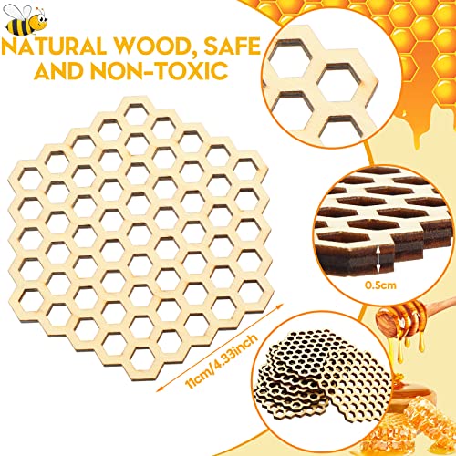 8 Pcs Honeycomb Wood Coaster Set Hollow Hex Honey Comb Wooden Coaster Hexagon Honeycomb Coasters Honeycomb Wooden Cup Cushion Mug Mats for Housewarming Gift Coffee DIY Bar Home Decor