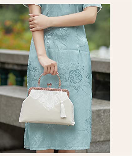 ZLXDP Women's Handbag Velvet Embroidery Handbag Women's Retro Side Sling Bag (Color : E, Size : 1)