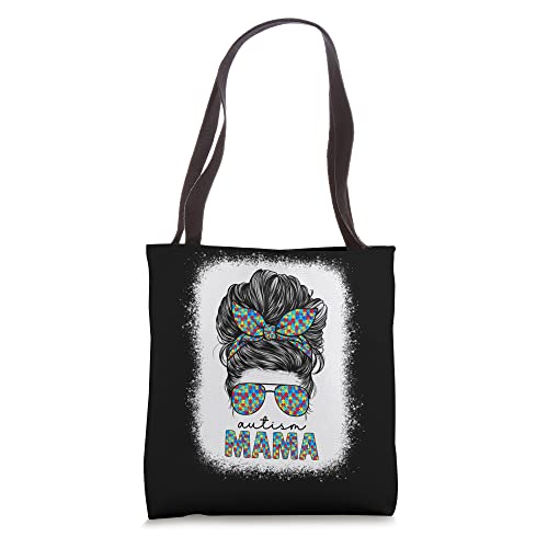 Autism Mama Messy Bun For Women Autism Awareness Autistic Tote Bag