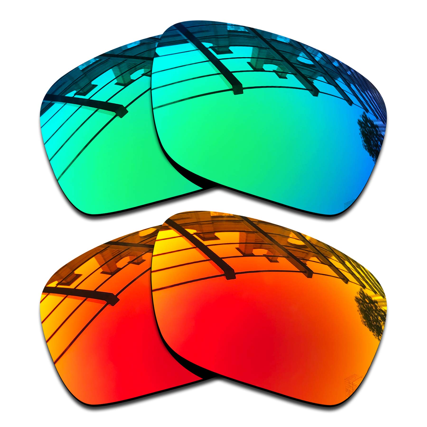 SEEABLE Premium Polarized Mirror Replacement Lenses for Oakley Scalpel OO9095 Sunglasses - Jade Mirror+Fire Orange Mirror