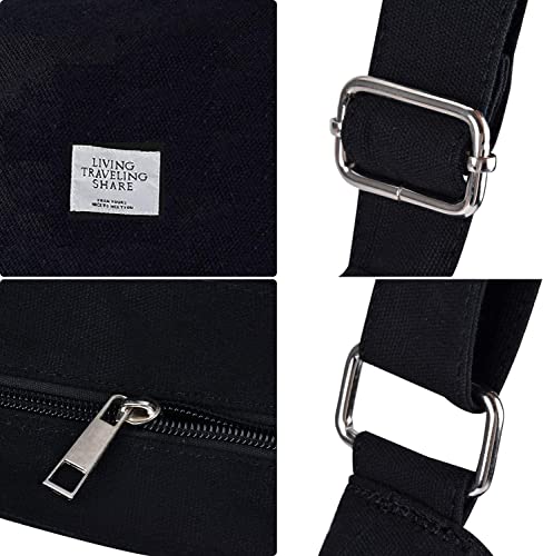 2/4 Pieces Canvas Tote Bag For Women Retro Large Size Canvas Hobo Bag Canvas Shoulder Bag Crossbody Handbag Casual Tote (Black, Light grey)