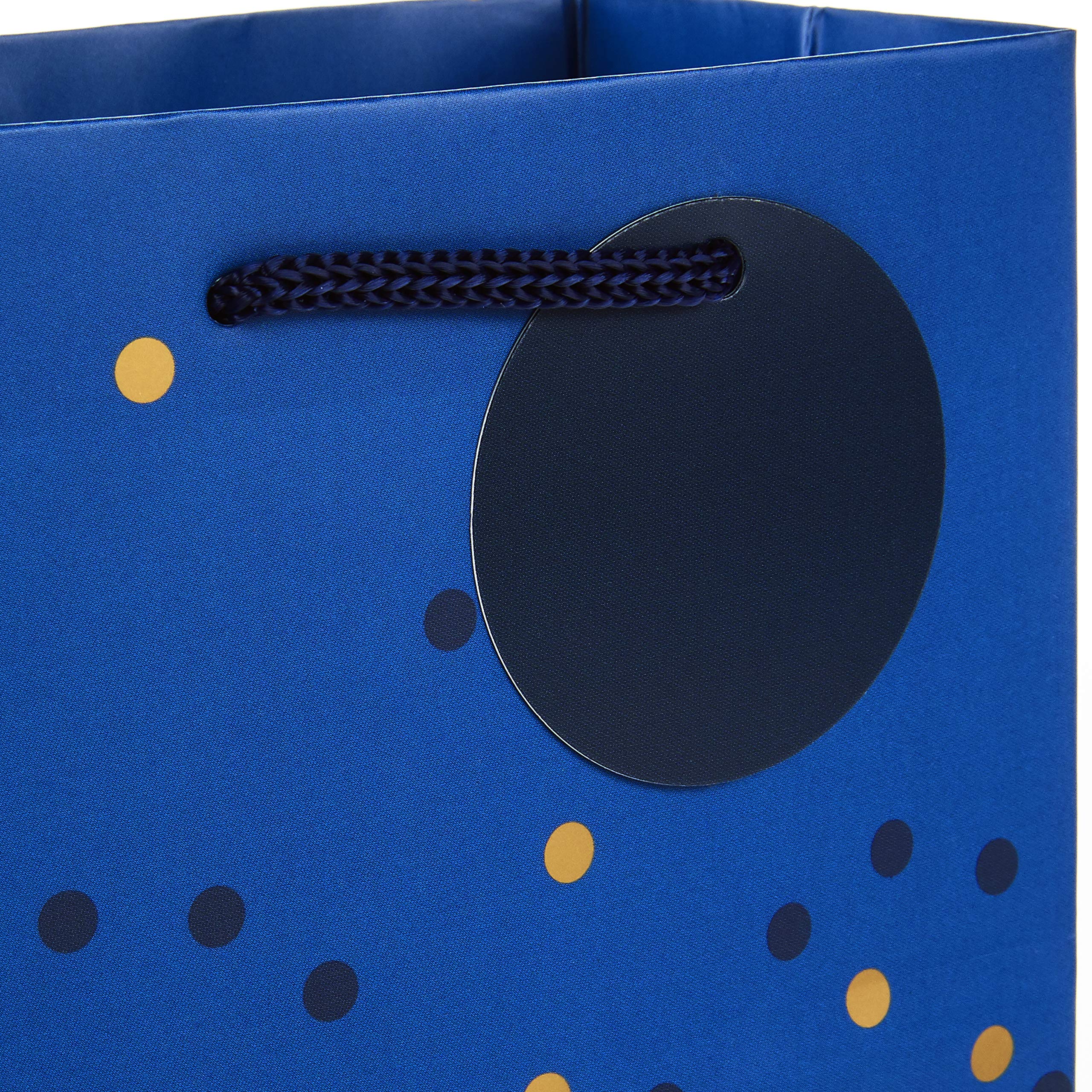 Hallmark Holiday Gift Bags Assorted Sizes (8 : 3 Small 6", 3 Medium 9", 2 Large 13") Navy Blue and Gold Dots, Diamonds and Starry Snowflakes for Christmas, Hanukkah, Weddings, Graduations and More