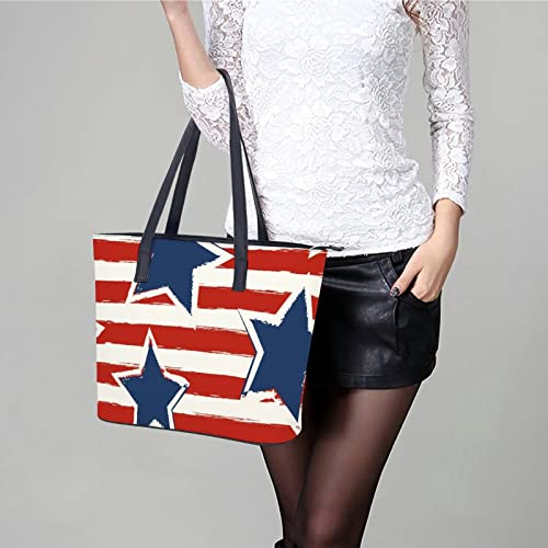 Womens Handbag Usa Flag And Stars Pattern Leather Tote Bag Top Handle Satchel Bags For Lady