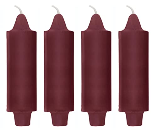 4 Pack Coach Candles Unscented 5" x 1.5" with 7/8" Base to Fit Traditional Candle Holders Including The Booklet Candle Factoids Trivia & Safety Guidelines Made in The USA (Burgundy)