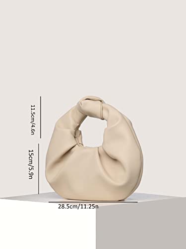 Verdusa Women's Ruched PU Leather Hobo Handbag Clutch Purse Apricot one-size