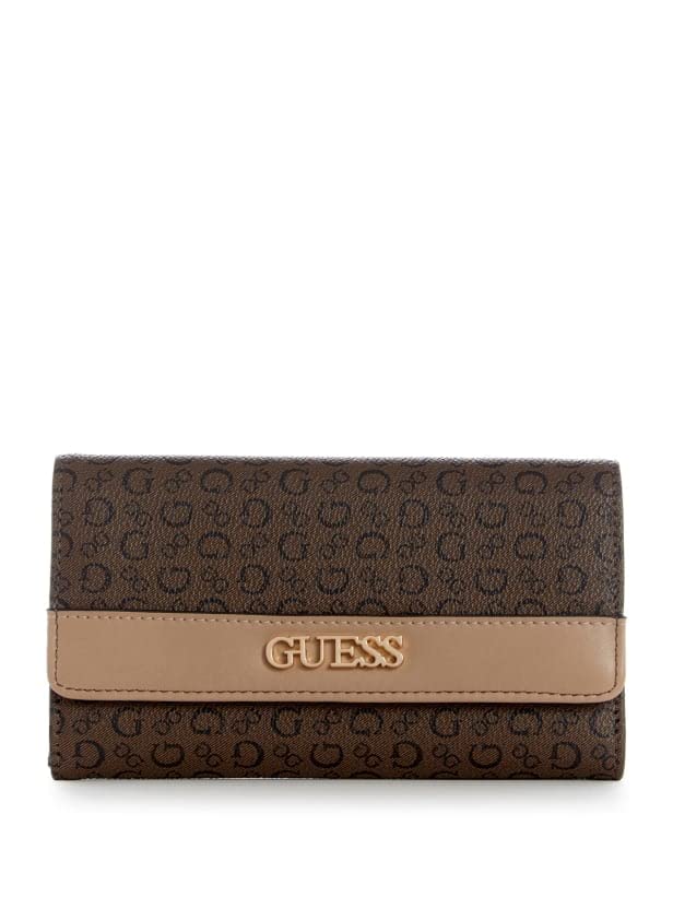 GUESS Factory Women's Ellison Slim Clutch Brown Wallet