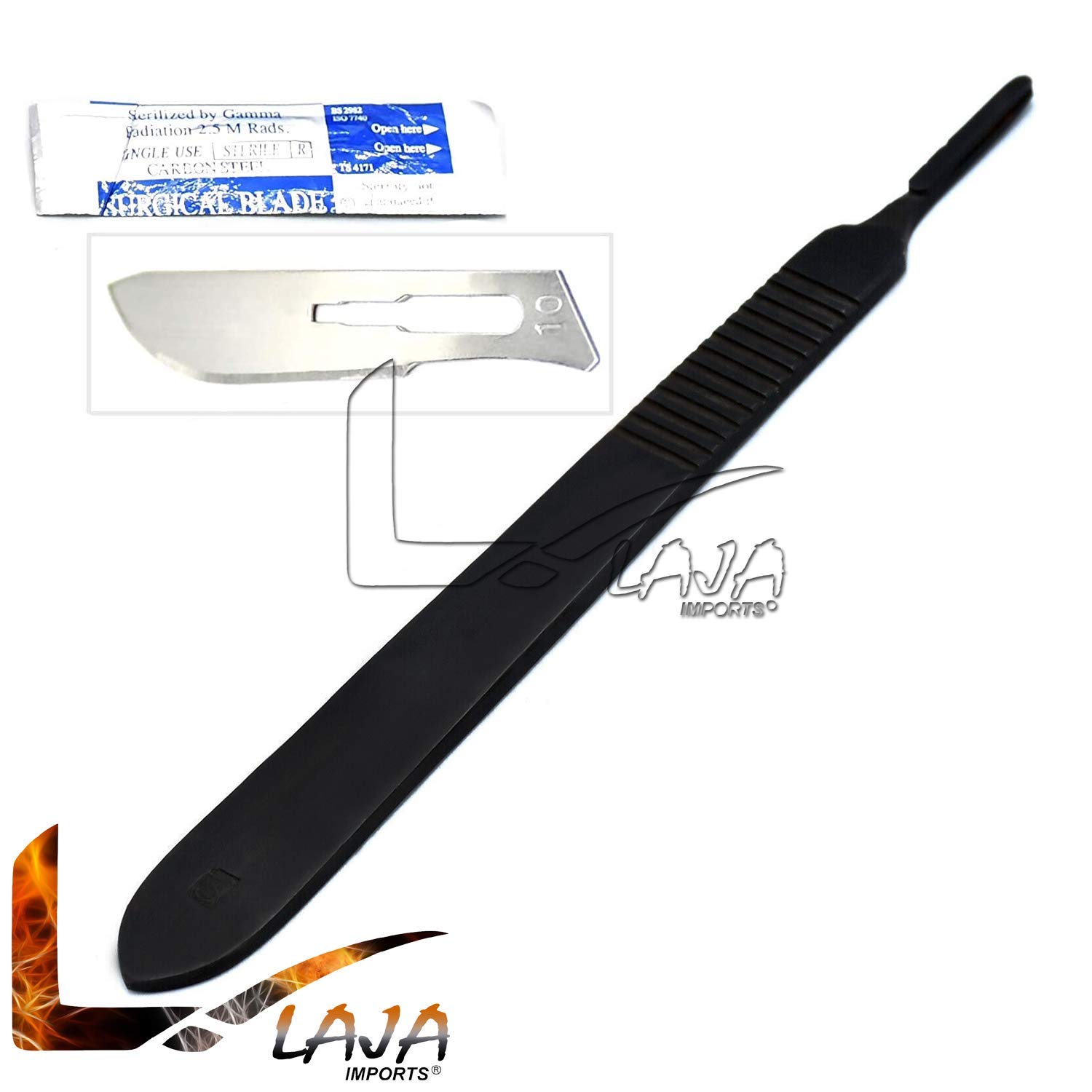 LAJA Imports 100 Scalpel Blades #10 and Includes One Handle Black #3