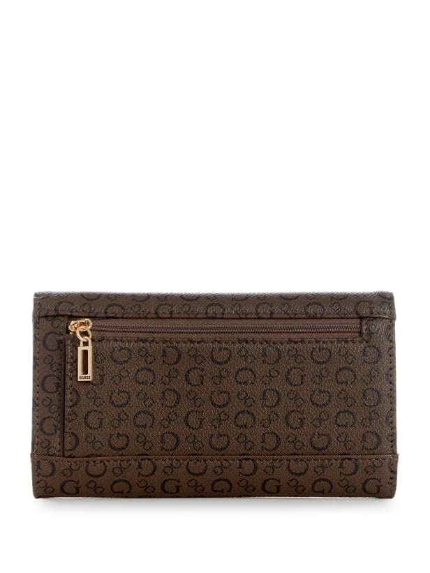 GUESS Factory Women's Ellison Slim Clutch Brown Wallet