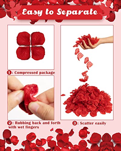 Romantic Decorations Special Night Set, Valentines Day Decor, 24 Pieces LED Tea Lights Candles and 2000 Pieces Artificial Rose Petals for Romantic Night, Valentine's Day, Anniversary or Table Décor