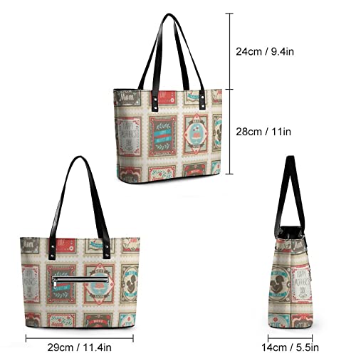 Womens Handbag Mother's Day Card Leather Tote Bag Top Handle Satchel Bags For Lady