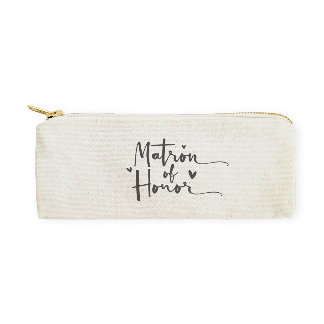 The Cotton & Canvas Co. Matron of Honor Wedding Cosmetic Pouch, Pencil Case, Bridal Party Gift and Travel Make Up Pouch