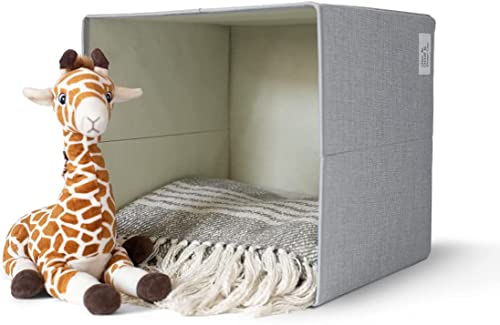 Gav & Griff E. Bear Co. Foxee™ 13-inch Foldable Cube Storage Bin/Box/Organizer/Container/Cubby for Kids & Toddlers (Fox Design) – Grey