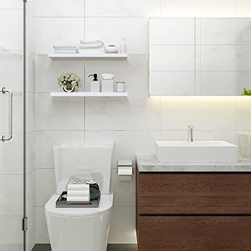 ISYOKE White Floating Shelves for Wall Mounted Storge Shelf Set of 3 Wall Shelf Decorative Display White Rack Shelves for Bathroom Bedroom Living Room Kitchen Office