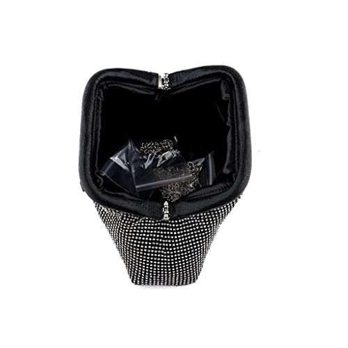 WETYG Rhinestones Soft Evening Bags Diamonds Hobos Day Clutch with Chain Shoulder Wedding Purse Bags (Color : E, Size