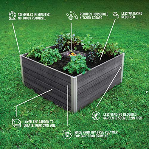 Vita Urbana 4x4x22 Keyhole Composting Garden - Slate Grey