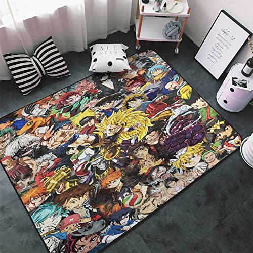 Anime Characters Area Rugs 60x39 Inches Anti-Slip Door Mat, Ultra Soft Fuzzy Outdoor/Indoor Fluffy Carpet Large Floor Rug for Bedroom Living Room Dorm Nursery Kitchen Home Decor