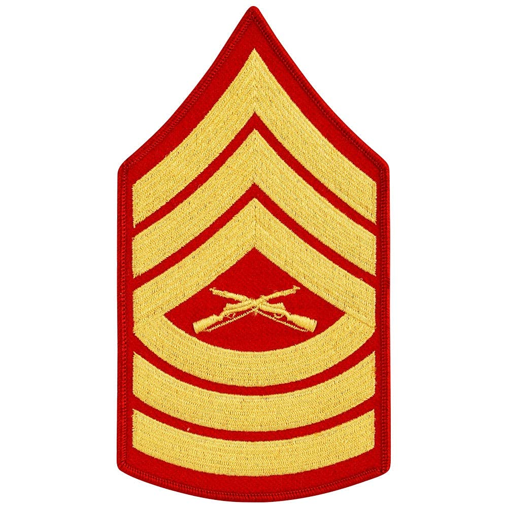 United States Marine Corps USMC chevron gold embroidered on red MSGT Master Sergeant