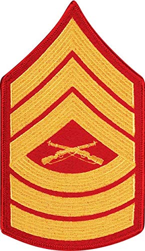 United States Marine Corps USMC chevron gold embroidered on red MSGT Master Sergeant