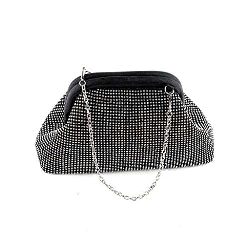 WETYG Rhinestones Soft Evening Bags Diamonds Hobos Day Clutch with Chain Shoulder Wedding Purse Bags (Color : E, Size
