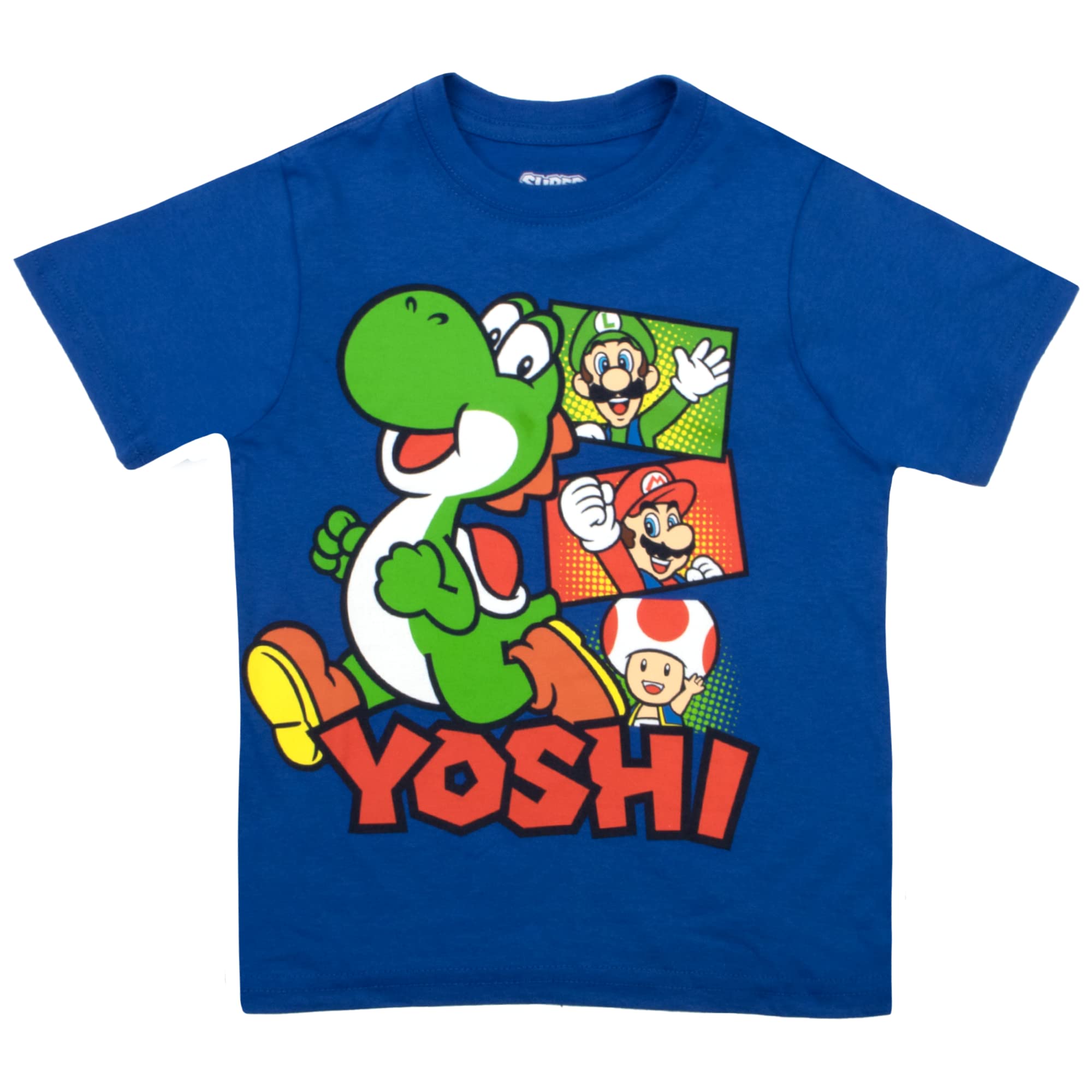 Nintendo Super Mario Bros. Boys Mario Kart & Friends Graphic Short Sleeve T-Shirts, (8, Blue) 2Pack