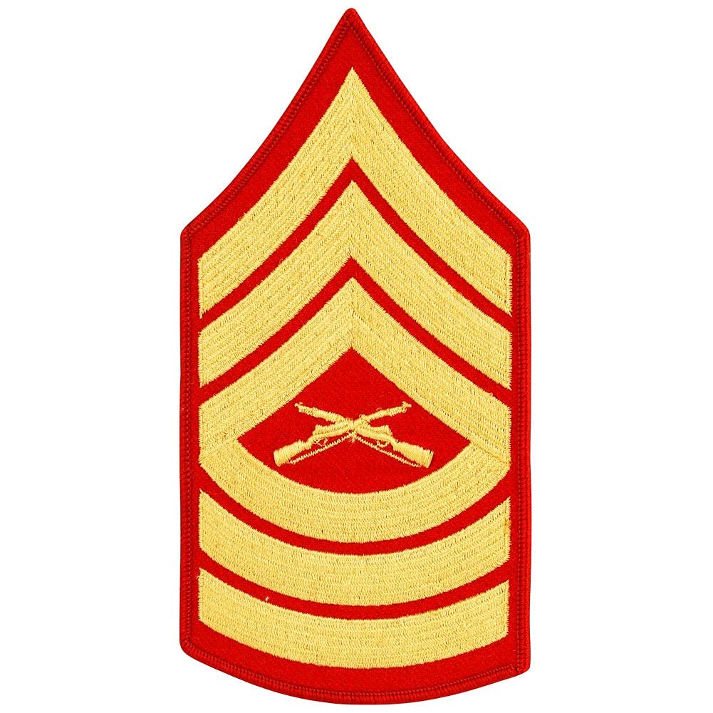 United States Marine Corps USMC chevron gold embroidered on red MSGT Master Sergeant