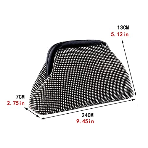 WETYG Rhinestones Soft Evening Bags Diamonds Hobos Day Clutch with Chain Shoulder Wedding Purse Bags (Color : E, Size