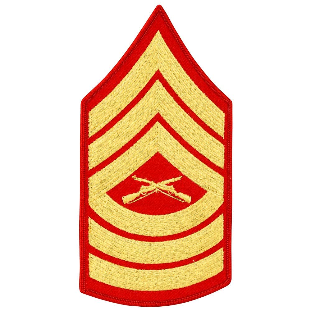 United States Marine Corps USMC chevron gold embroidered on red MSGT Master Sergeant