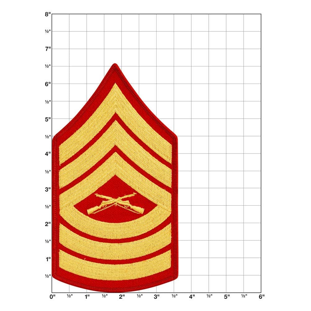 United States Marine Corps USMC chevron gold embroidered on red MSGT Master Sergeant