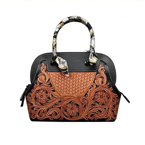 LHLLHL Hand Engraved Women's Handbag Vintage Embossed Women's Tote Bag (Color : E, Size