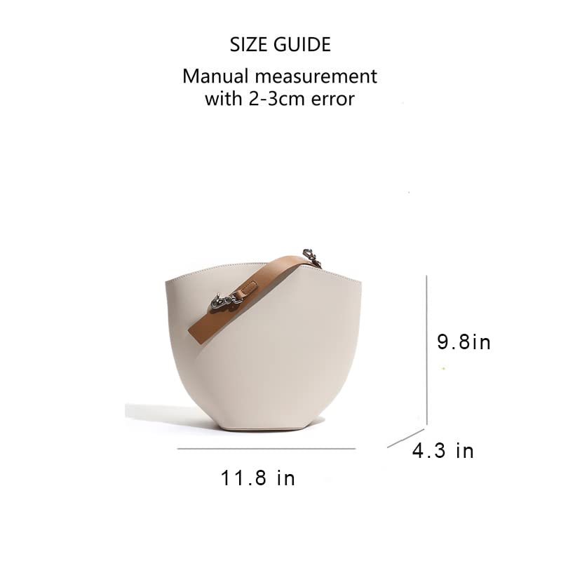 Bucket Bags for Women, Genuine Leather Tote Bag Ladies Purses and Handbags Designer Hobo Shoulder Bags with Adjustable Strap