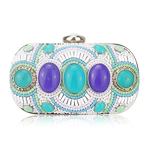 ZLXDP Big Diamond Crystal Women Evening Bag Wedding Chain Clutches Party Lady Shoulder Bags (Color : E, Size : 1)