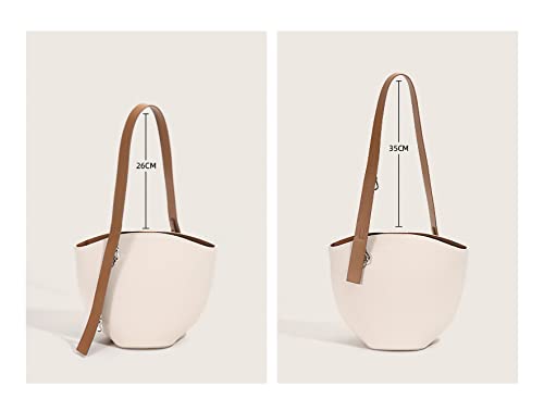 Bucket Bags for Women, Genuine Leather Tote Bag Ladies Purses and Handbags Designer Hobo Shoulder Bags with Adjustable Strap