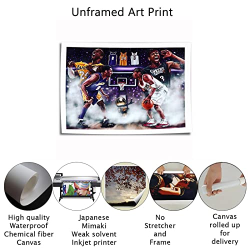 Allen Iverson Poster Canvas Wall Art Portrait Painting Basketball Posters for Bedroom Office Wall Decoration (16x24inch-No Frame,A)