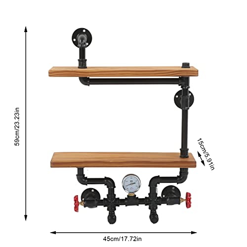 Omabeta Floating Shelves, Malleable Cast Iron 2 Tiers Pipe Shelves Industrial Style Good Bearing Capacity for Kitchen