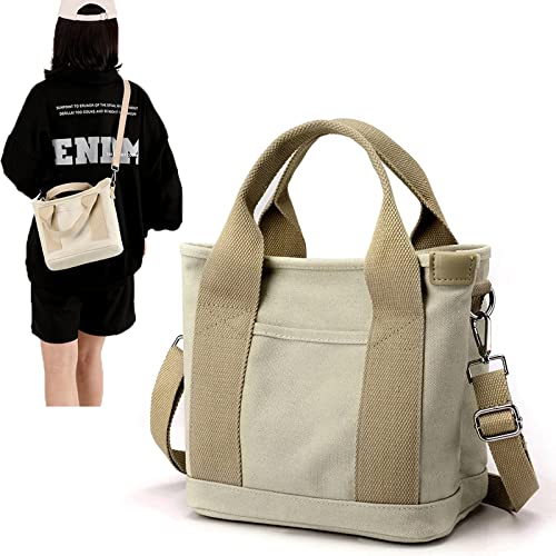 Misawa Shinichiro Bag, Calendarm Japanese Handmade Large Capacity Multi-Pocket Handbag, Canvas Tote Bags, Bento Pack (Khaki)