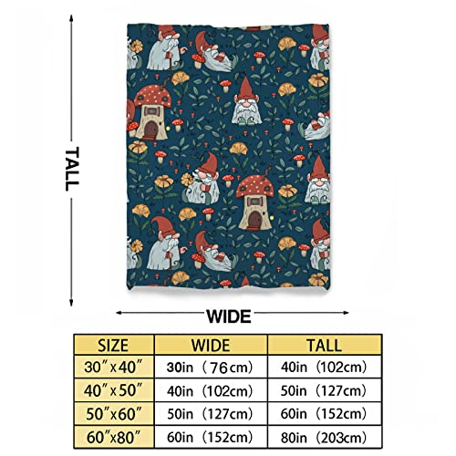 Cute Gnome Mushroom Blanket Super Soft Warm Flannel Throw Blanket Fleece Blanket Throw for Sofa Couch Bed for All Season (Cute Gnome Mushroom , 50"x40")