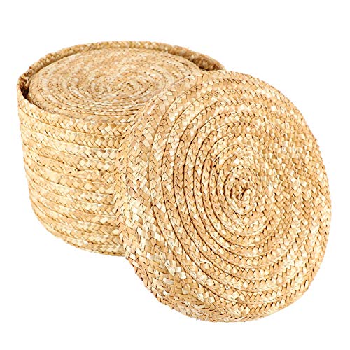 Lanyazet 3 Pcs/Set Handmade Straw Woven Storage Basket With Lid Organizer Storage Box Laundry Baskets Rattan Storage