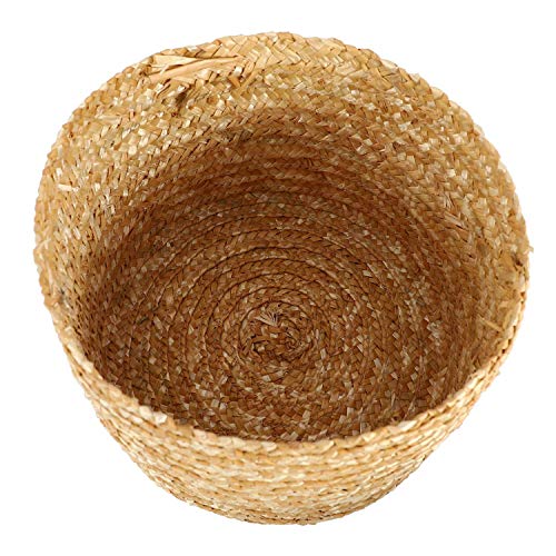 Lanyazet 3 Pcs/Set Handmade Straw Woven Storage Basket With Lid Organizer Storage Box Laundry Baskets Rattan Storage