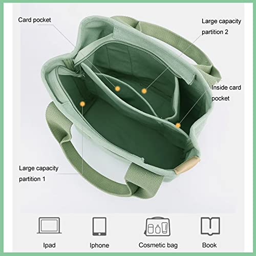 Misawa Shinichiro Bag, Calendarm Japanese Handmade Large Capacity Multi-Pocket Handbag, Canvas Tote Bags, Bento Pack (Khaki)