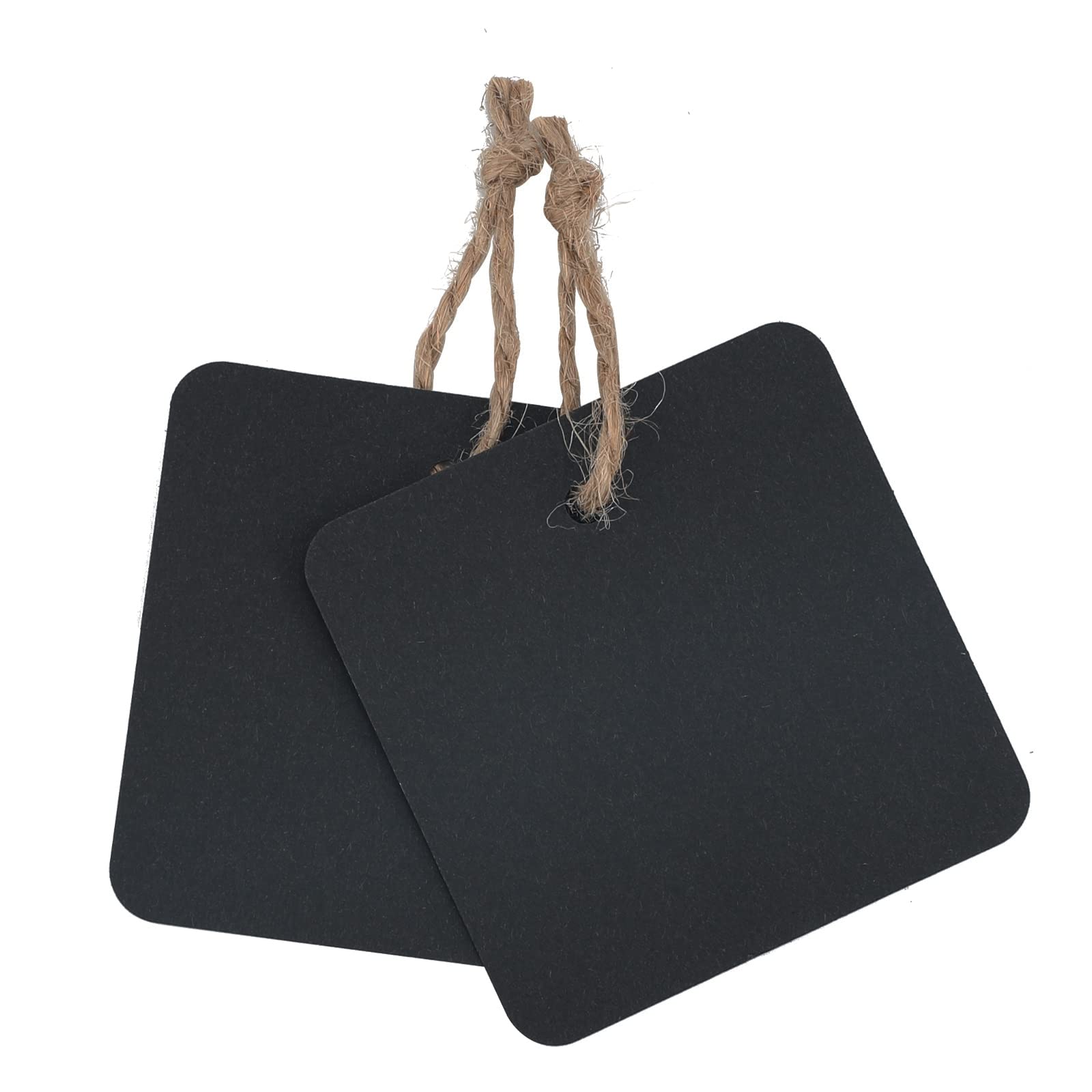 100 PCS Kraft Paper Gift Tags with 100 Feet Jute Twine 2.7ββx 1.5ββ Vintage Wedding Name Tags Price Hang Tags (Black)
