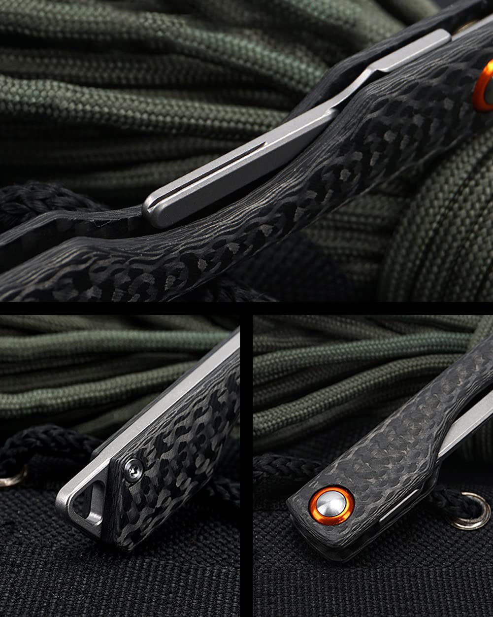 ainhue A32-CF Compact Slip Joint Scalpel Folding Pocket Knife, 10pcs #24 Replaceable Blade, 3.2 inches Contoured Carbon Fiber Handle with Lanyard, Utility EDC Keychain Box Opening Knives