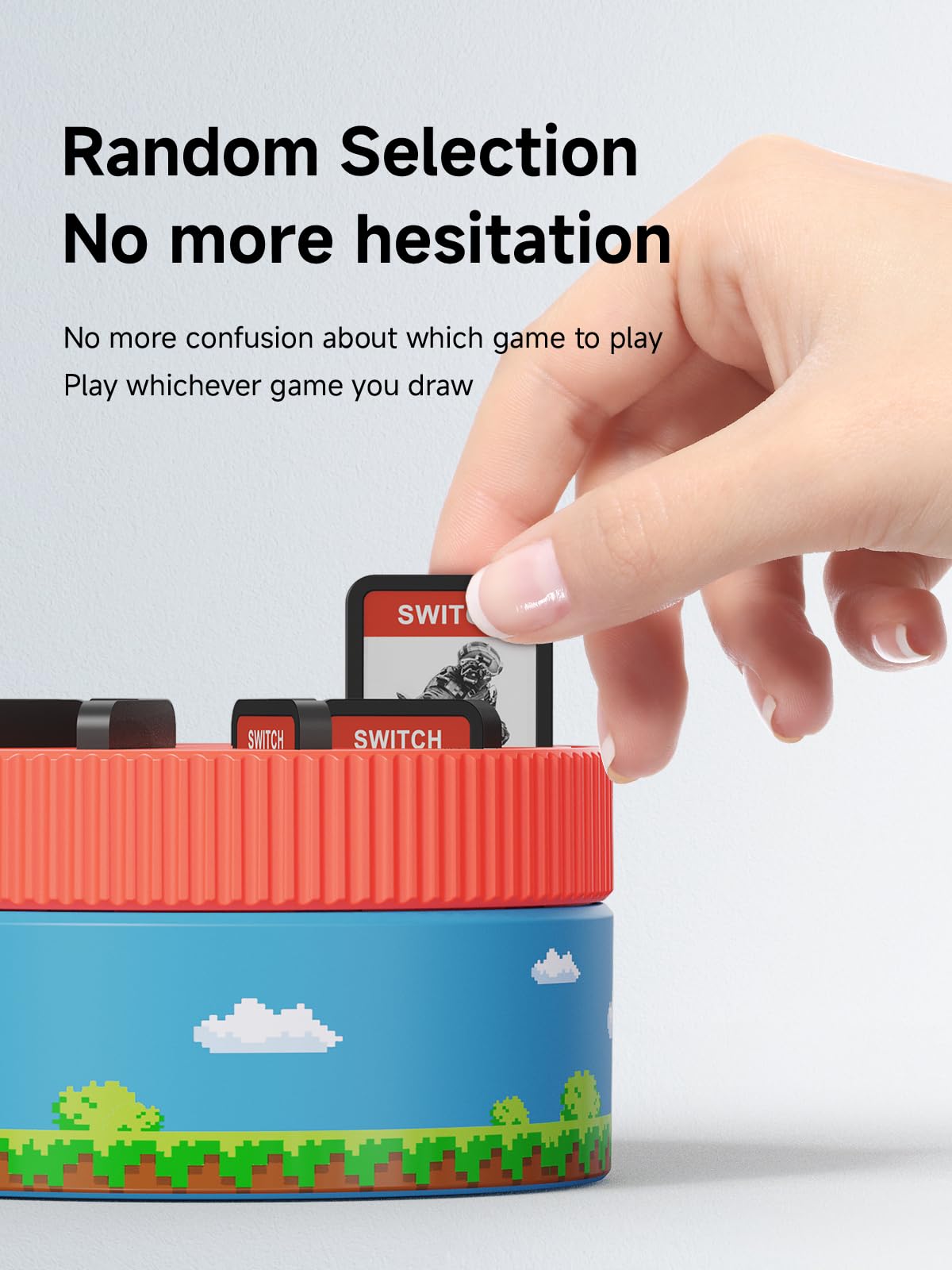 Hagibis Game Storage Case for Nintendo Switch, PS Vita, Rotating Game Card Case with 10 Card Slots, Magnetic Draw Card Portable Switch Game Cartridge Holder (Blue)