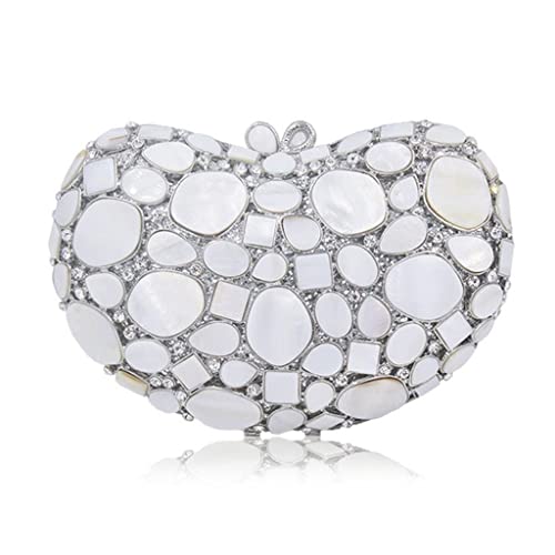 ZLXDP Marble Heart Shape Precious Stone Crystal Evening Bags Cocktail Bride Wedding Clutches Handbags Banquet Bags (Color : E, Size : 1)