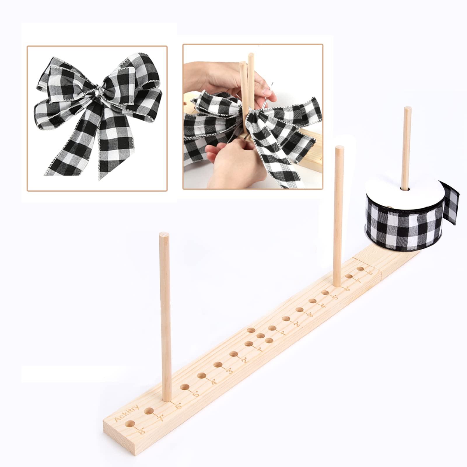 Ackitry X-Large Bow Maker for Bow Ribbon Wreath, 16 Inch Wooden Maker Tool for Making Bows, DIY Crafts Halloween Christmas Party Decorations, Hair Bows, Corsages, Holiday Wreaths