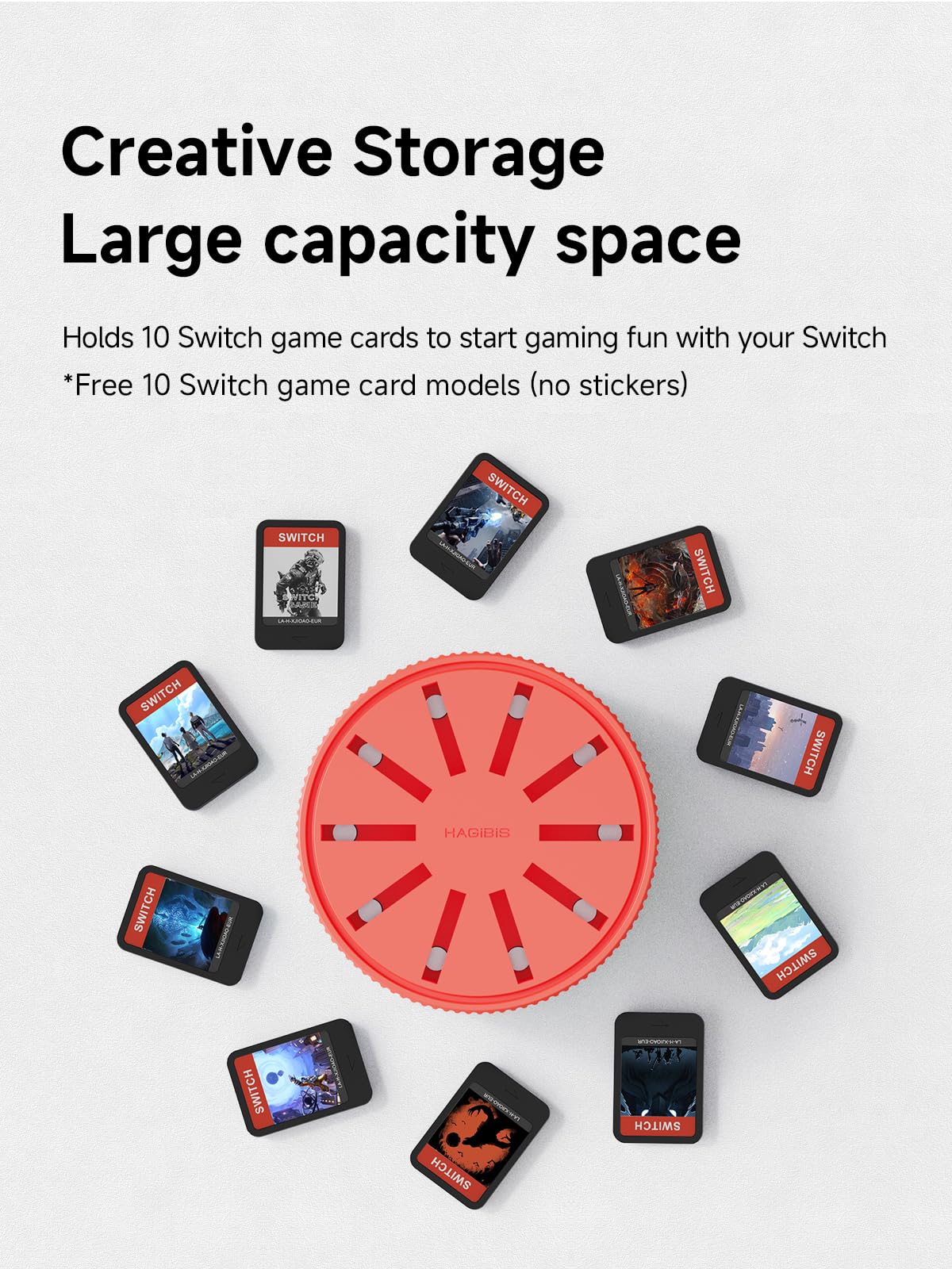 Hagibis Game Storage Case for Nintendo Switch, PS Vita, Rotating Game Card Case with 10 Card Slots, Magnetic Draw Card Portable Switch Game Cartridge Holder (Blue)